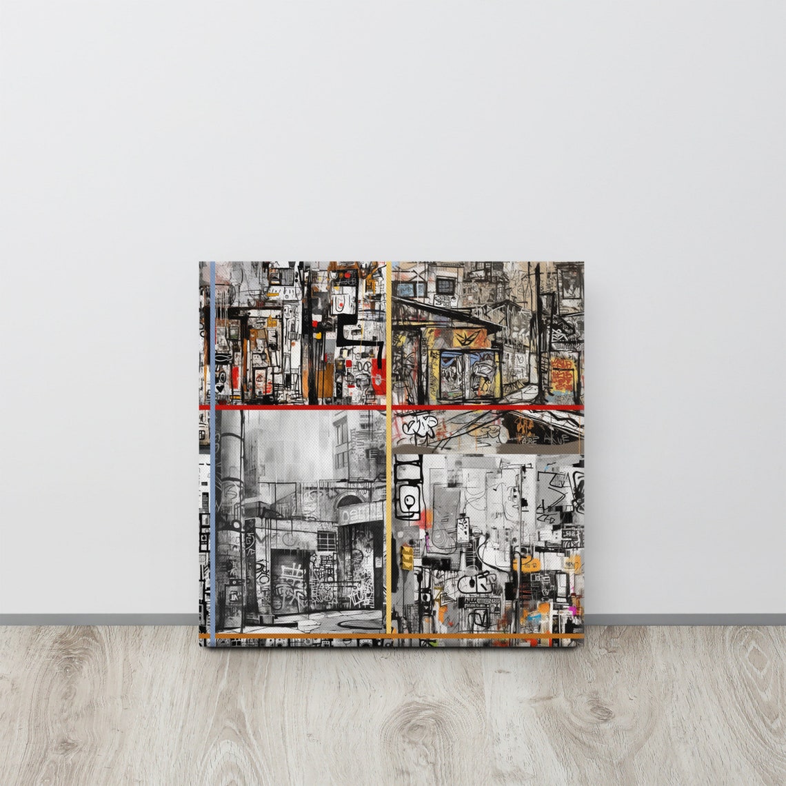 Urban Landscape Collage Jean-michel Basquiat Inspired AI Art Canvas ...