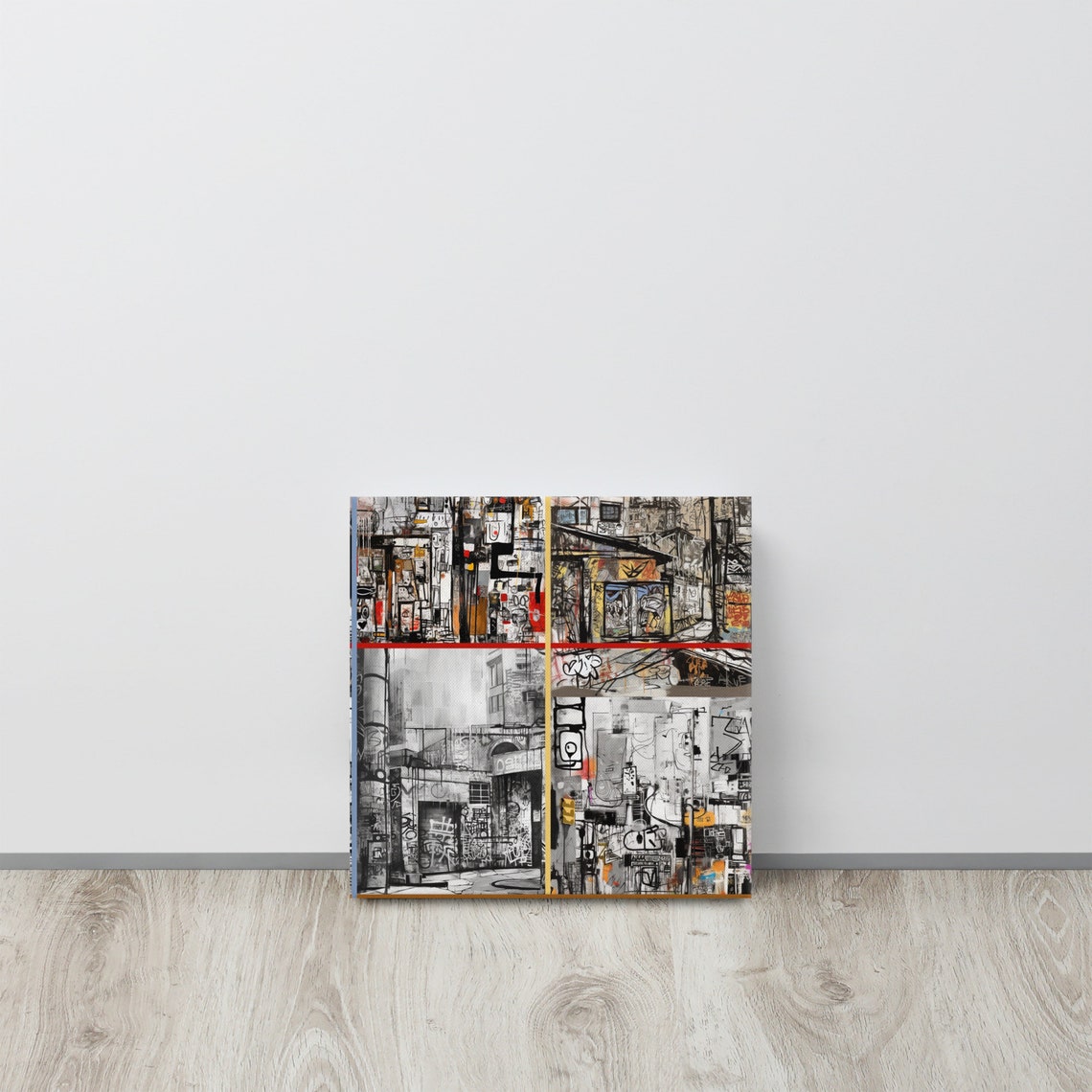 Urban Landscape Collage Jean-michel Basquiat Inspired AI Art Canvas ...