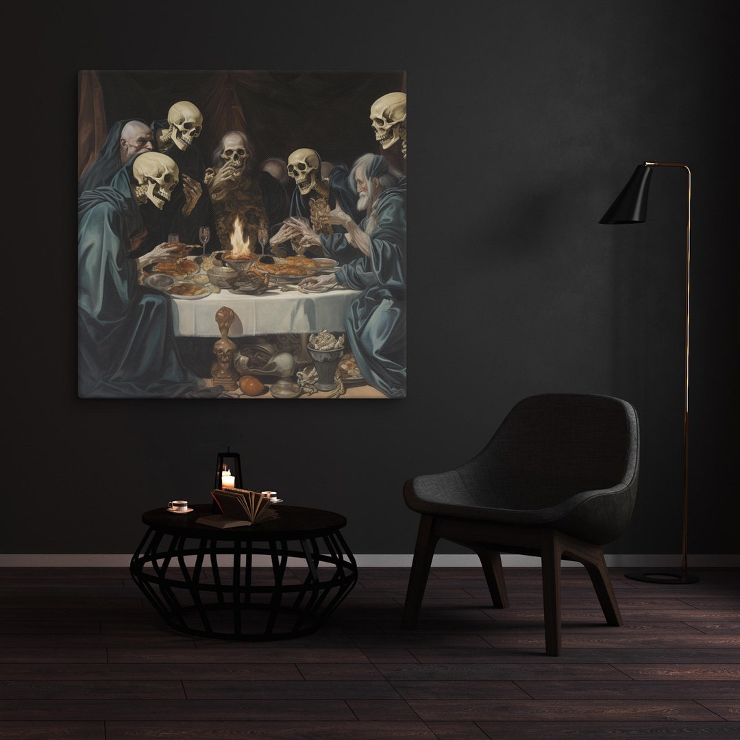 Gothic Last Supper Wall Art: Skeleton Vanitas Canvas Print - Etsy