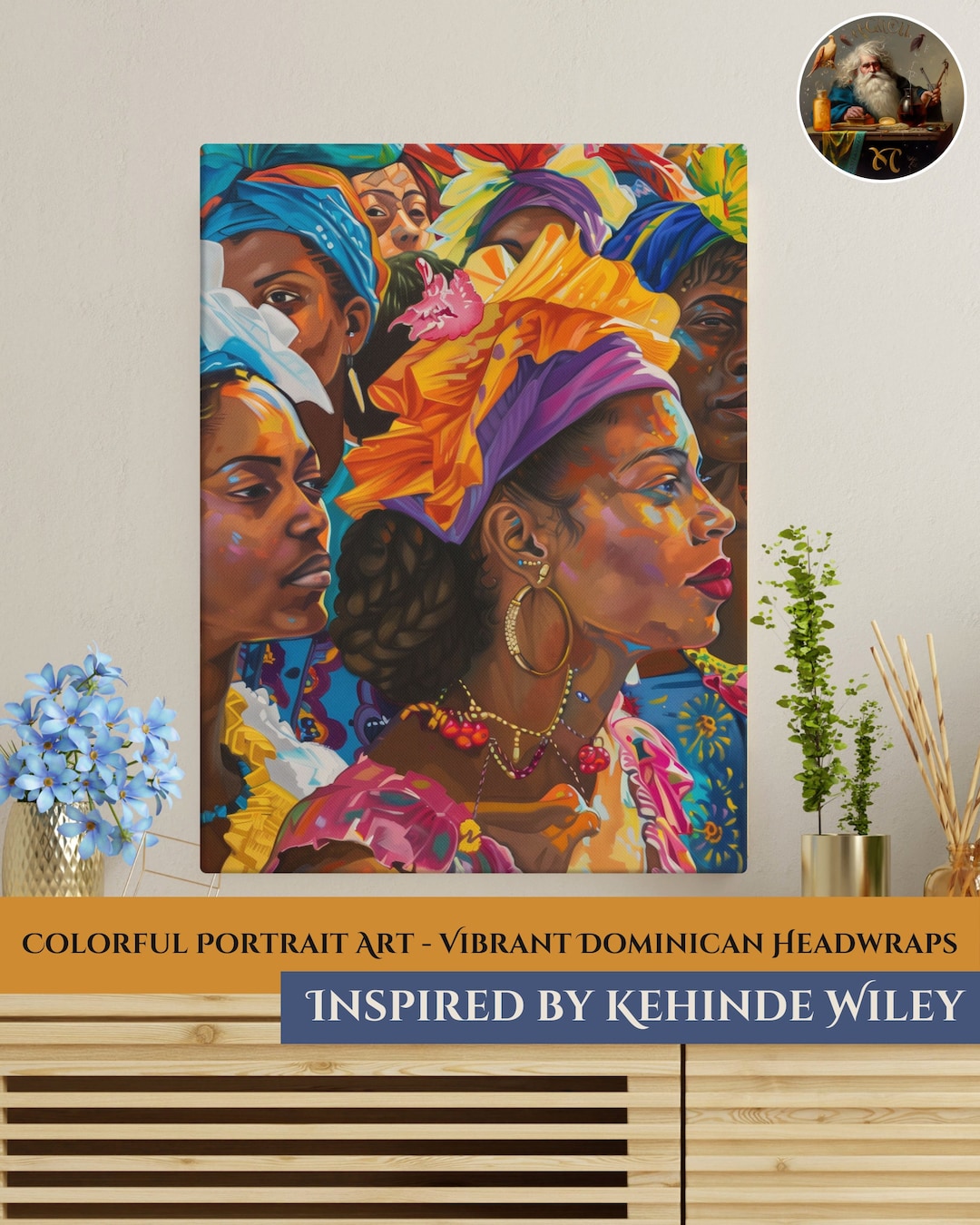 Colorful Portrait Art Vibrant Dominican Headwraps Inspired by Kehinde ...