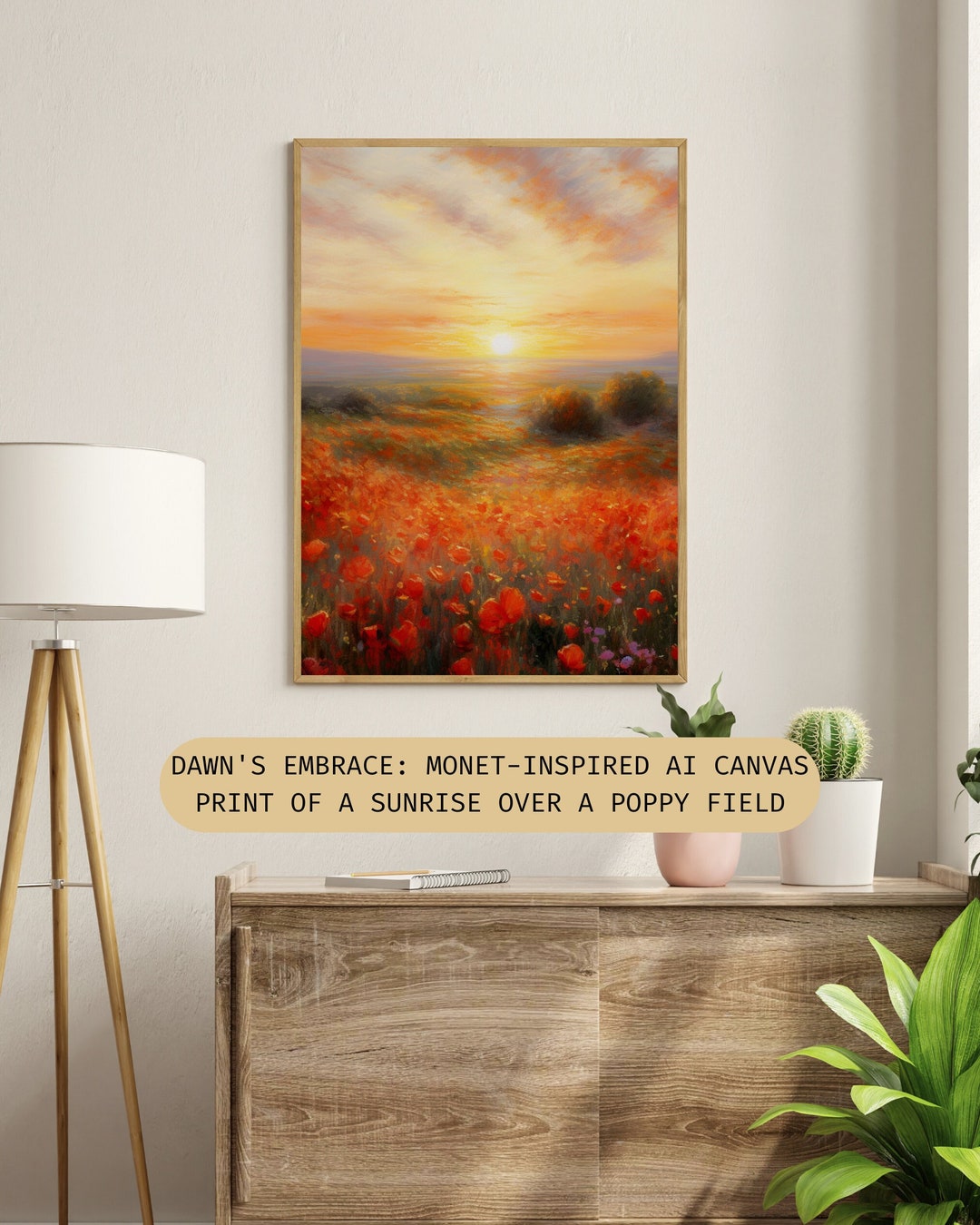 Dawn's Embrace: Monet-inspired AI Canvas Print Enchanting Sunrise Over ...