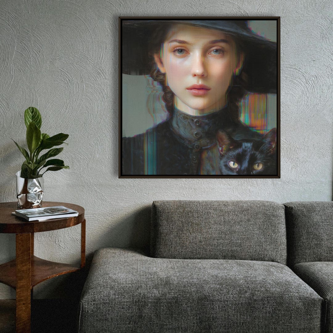 Whimsigoth Witch & Black Cat Canvas Wall Art – Gothic Portrait With ...