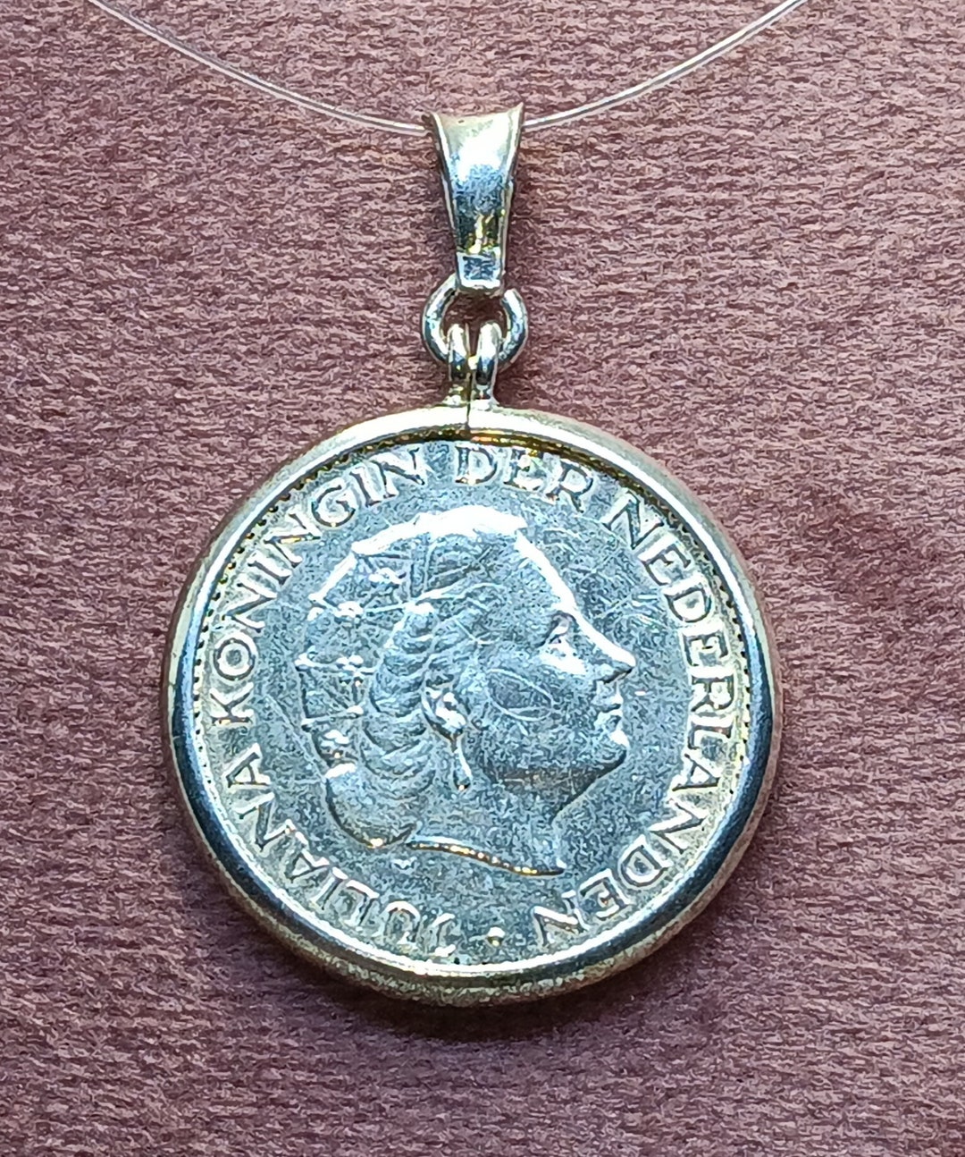 Silver 1 Guilder Pendant Discover History With Royal Allure 1966 - Etsy