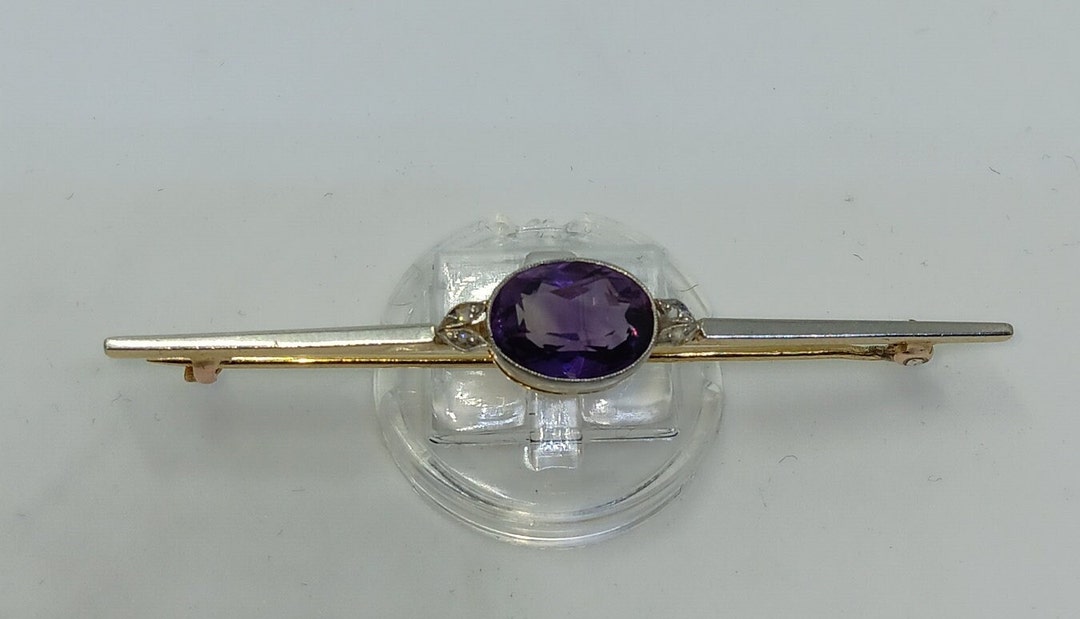 Unique Art Nouveau Brooch Alexandrite & Diamonds Yellow Gold 14 Kt - Etsy