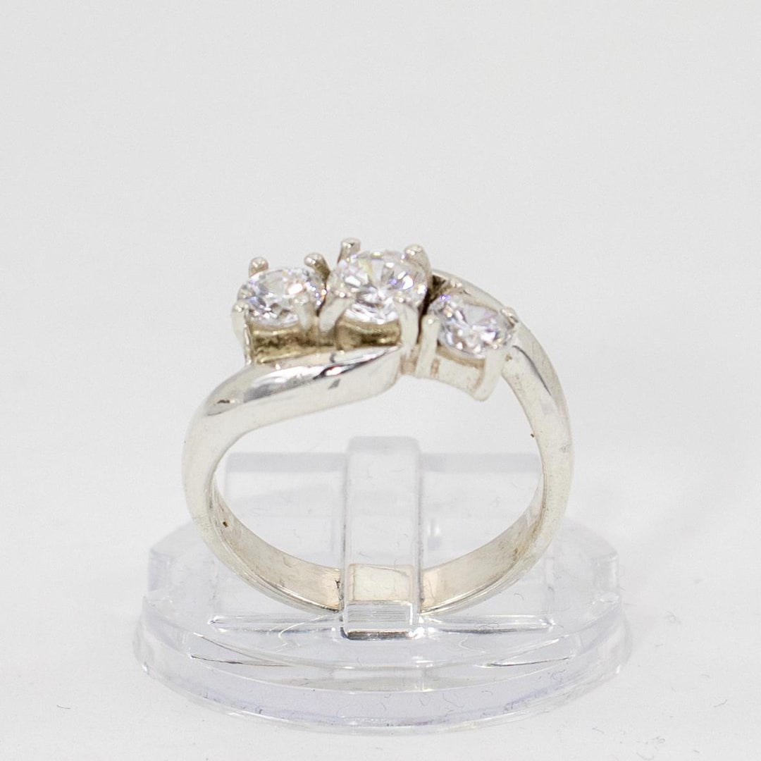 Luxurious Sterling Silver Crossover Ring With Sparkling Zircons - Etsy
