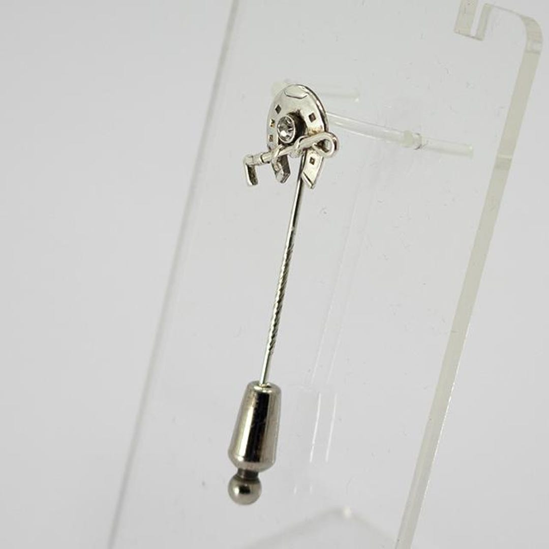 Vintage Silver Tie Pin With Horseshoe and Lucky Symbol - Etsy