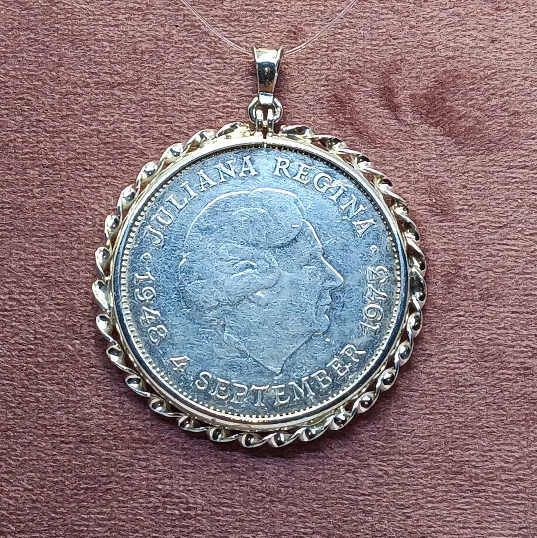 Dutch Ten Guilder Pendant Silver Ten Guilder Coin Pendant Vintage ...