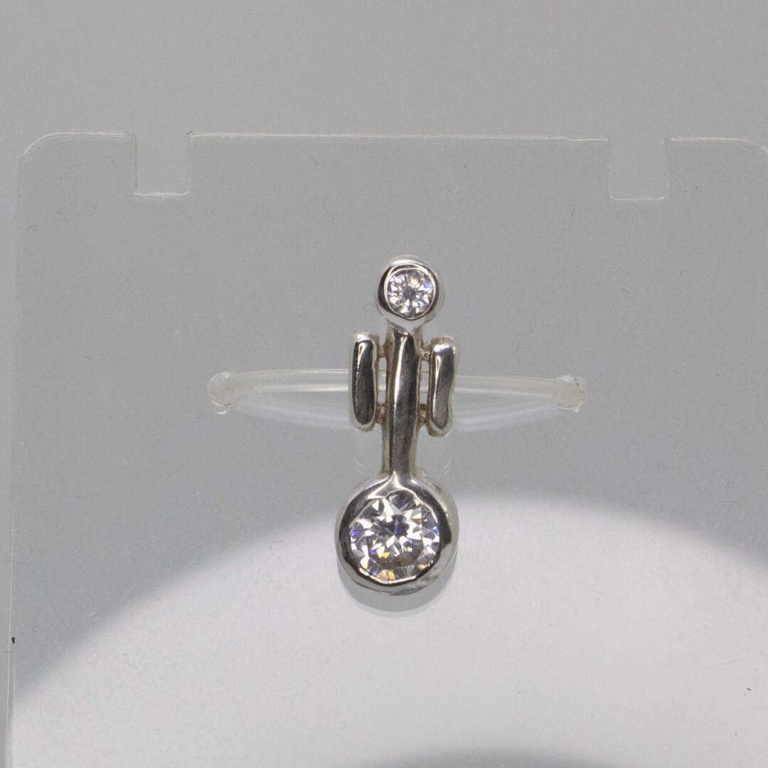 Elegant Silver Charm Pendant With Zircons for Necklace: Clapper Shape ...