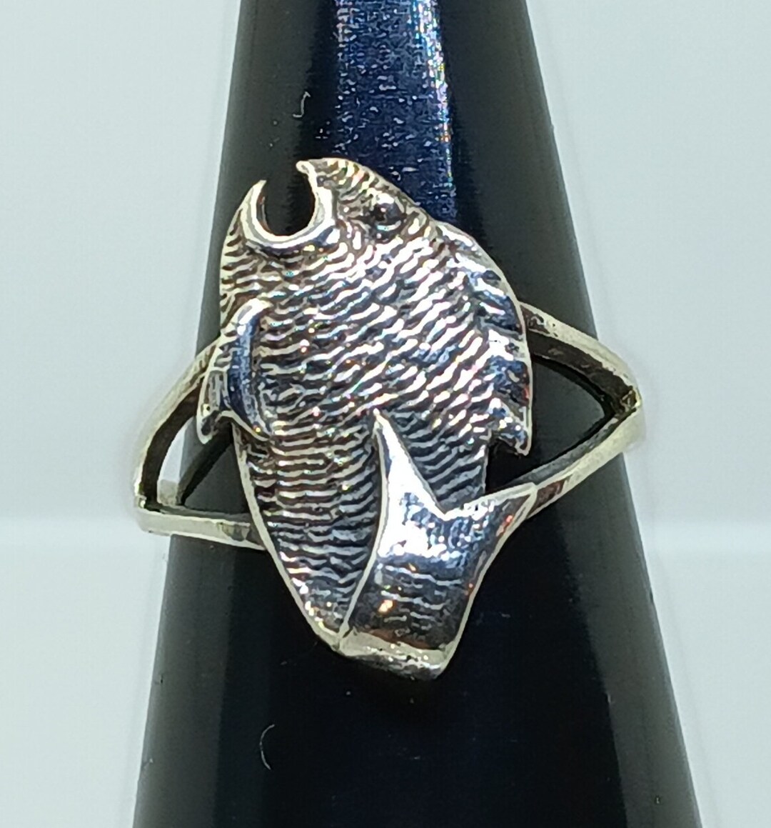 Detailed Fish With Waving Tail 3D Fish Ring in Sterling Silver Perfect ...