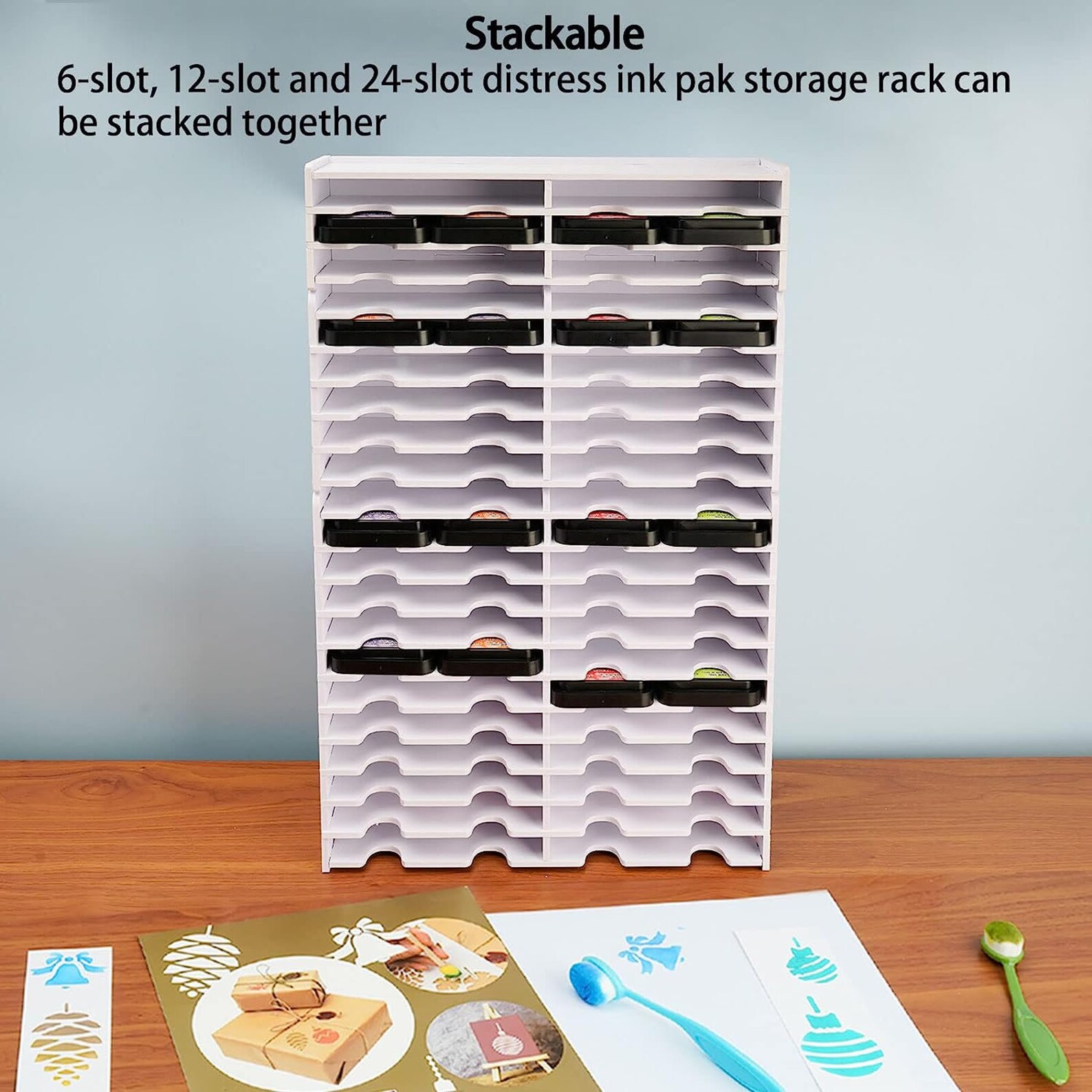 Sanfurney Stackable and Wall-mountable Ink Pad and Stamp Pad Storage ...