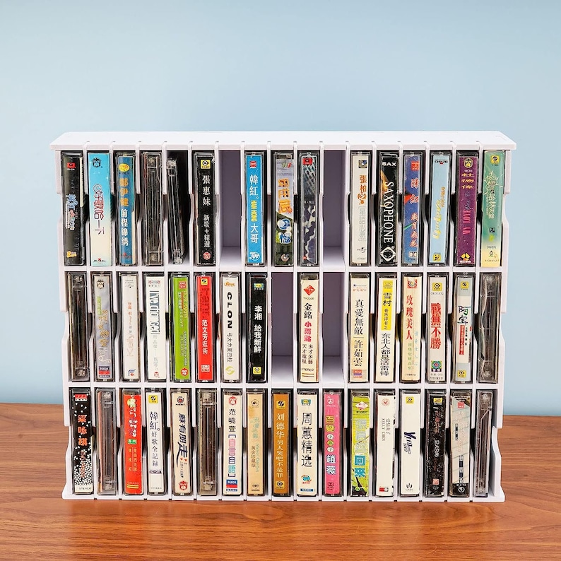 Sanfurney 51-slot Wall-mounted Cassette Tape Organizer, Multi-purpose ...
