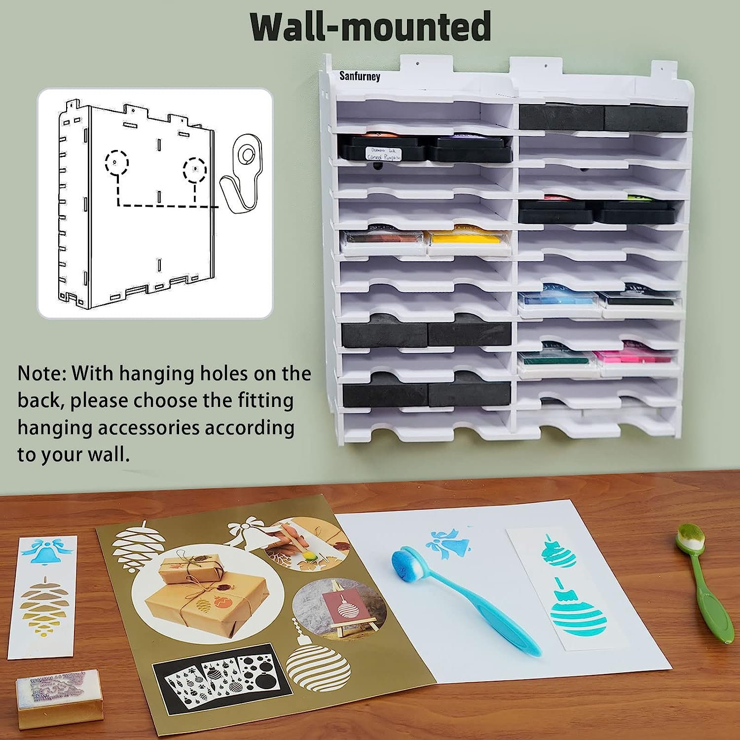 Sanfurney Stackable and Wall-mountable Ink Pad and Stamp Pad Storage ...