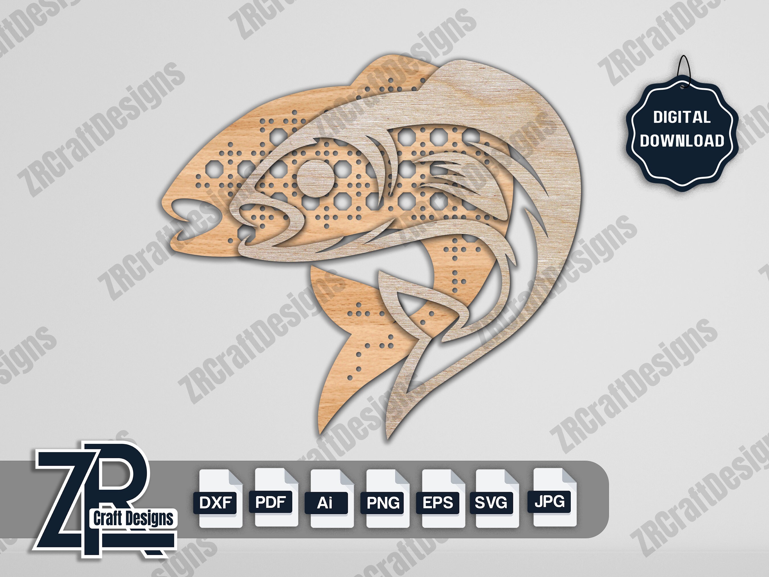 Rattan Layered Fish Svg, Rattan Fish Pattern, Rattan Fish Laser Cut ...