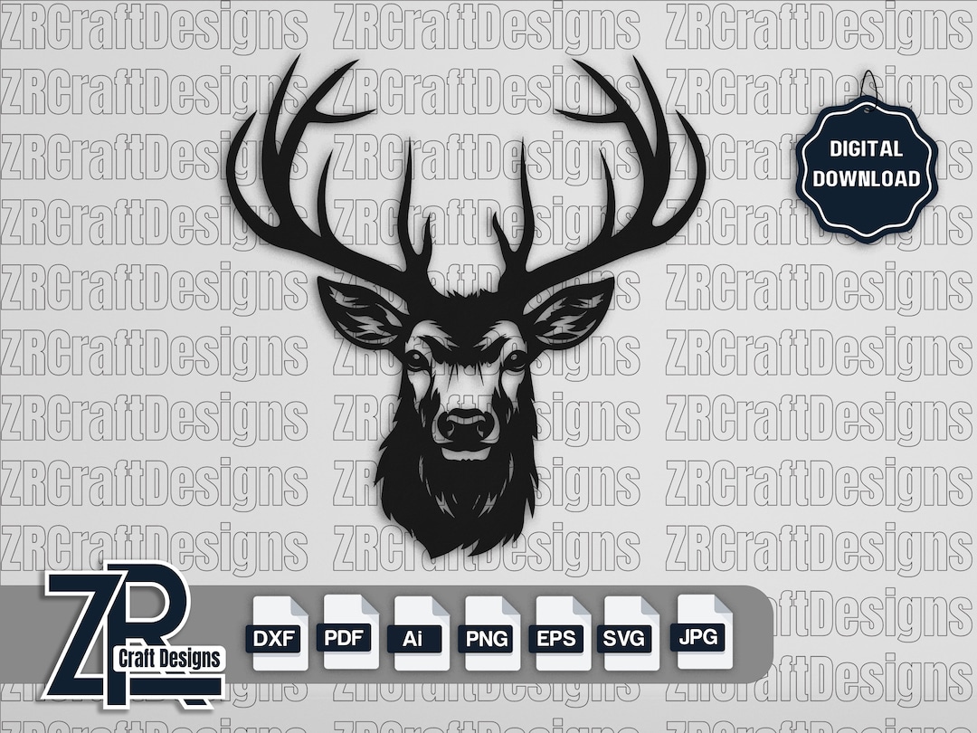 Deer Head Dxf, Deer Head Svg, Deer Hunting Svg, Animals Svg, Deer ...