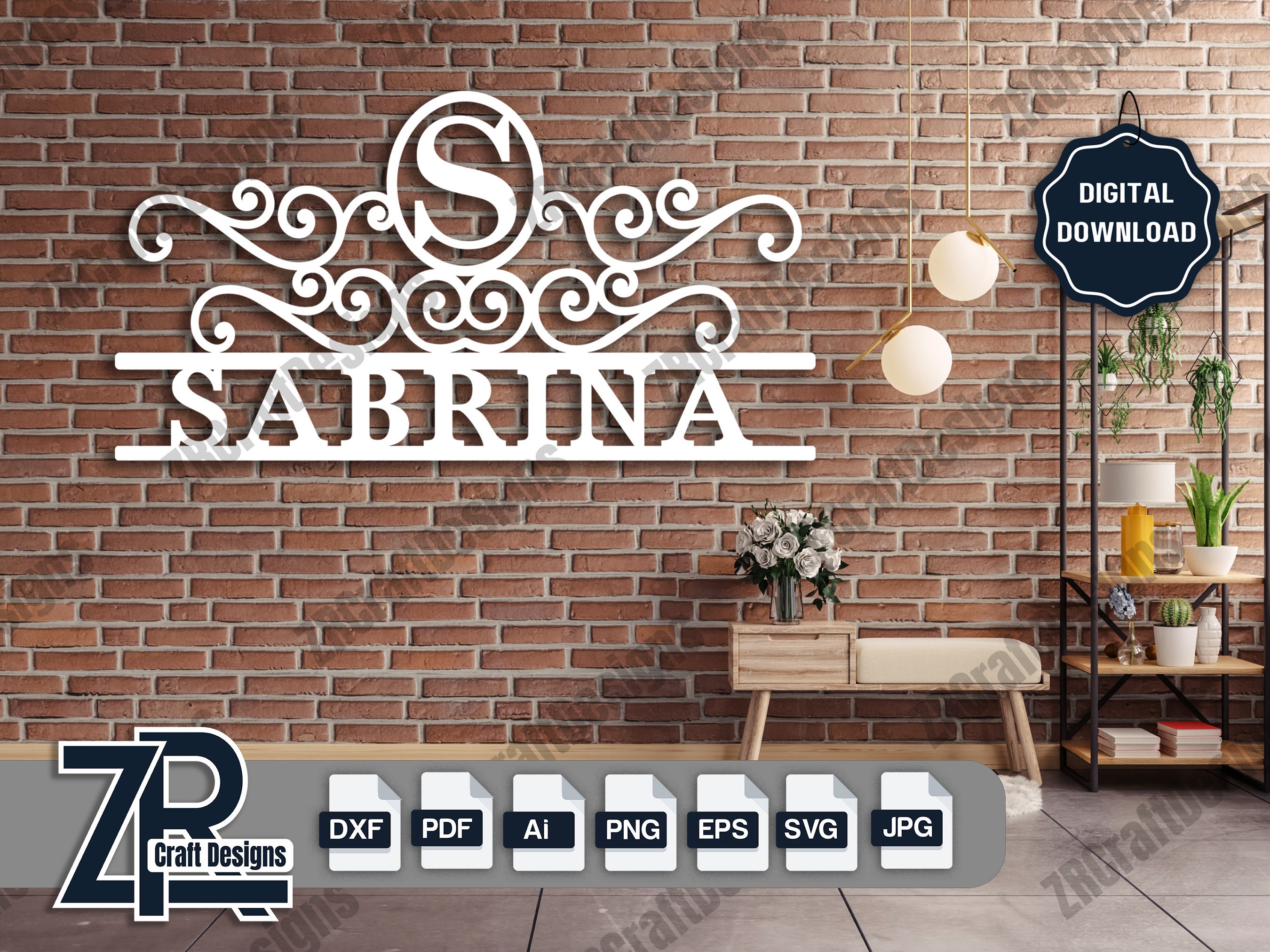 Monogram Set DXF/SVG, Metal Laser Cut Wall Decor, Plasma/waterjet ...