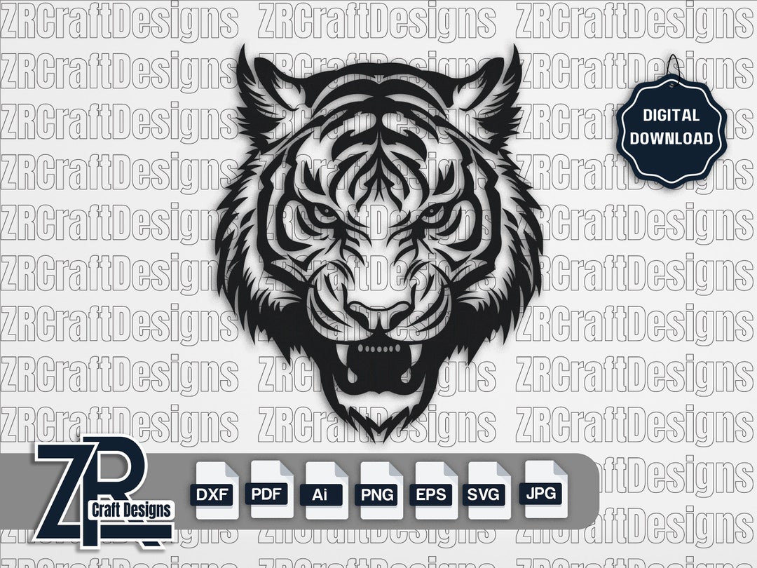 Tiger Head Decal, Tiger Head Car Decal, Engraving Template, Tiger Decal ...