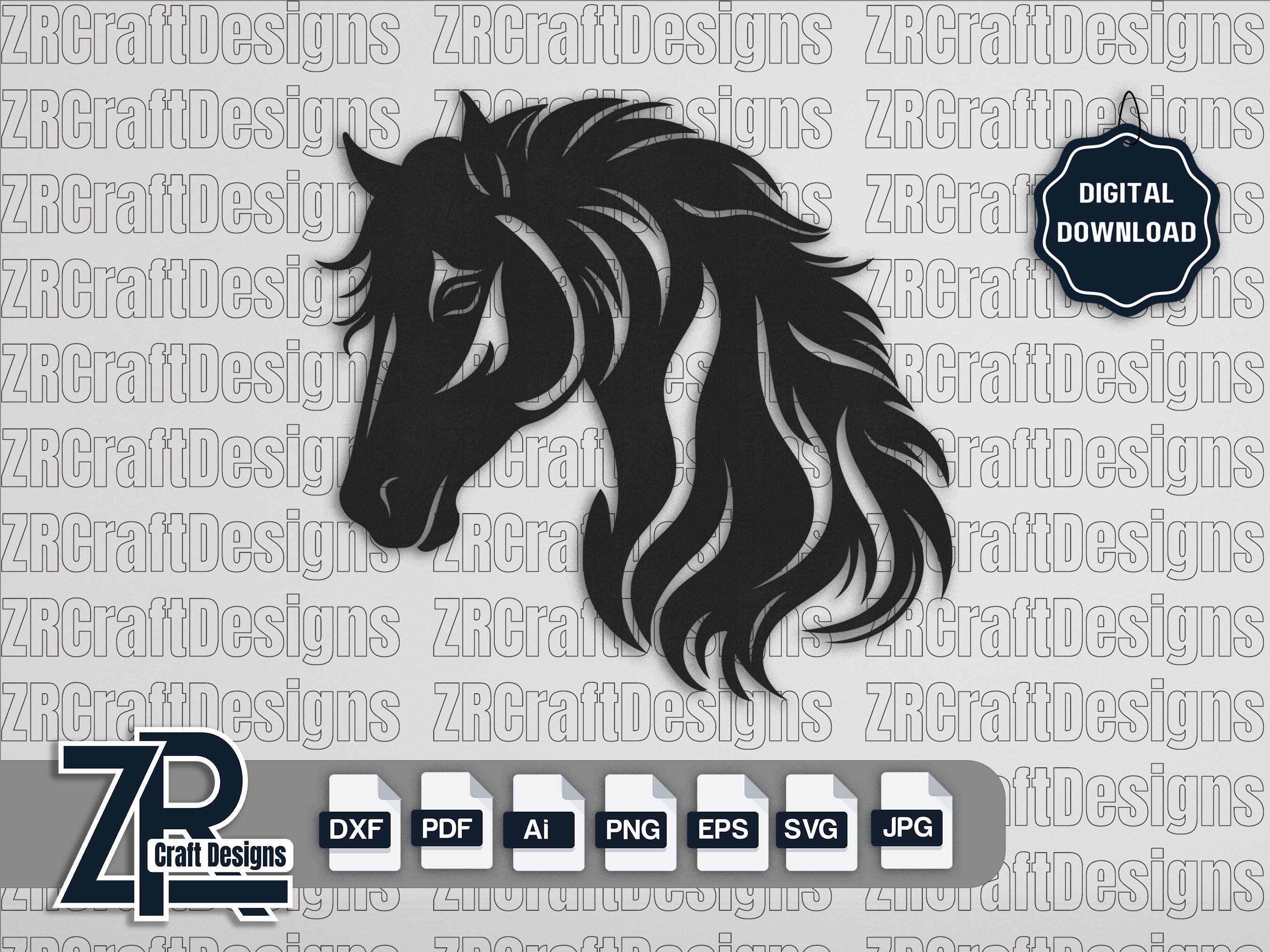 Horse Head SVG, Horse Head Stencil, DXF , CNC Cutting File, Dxf File ...