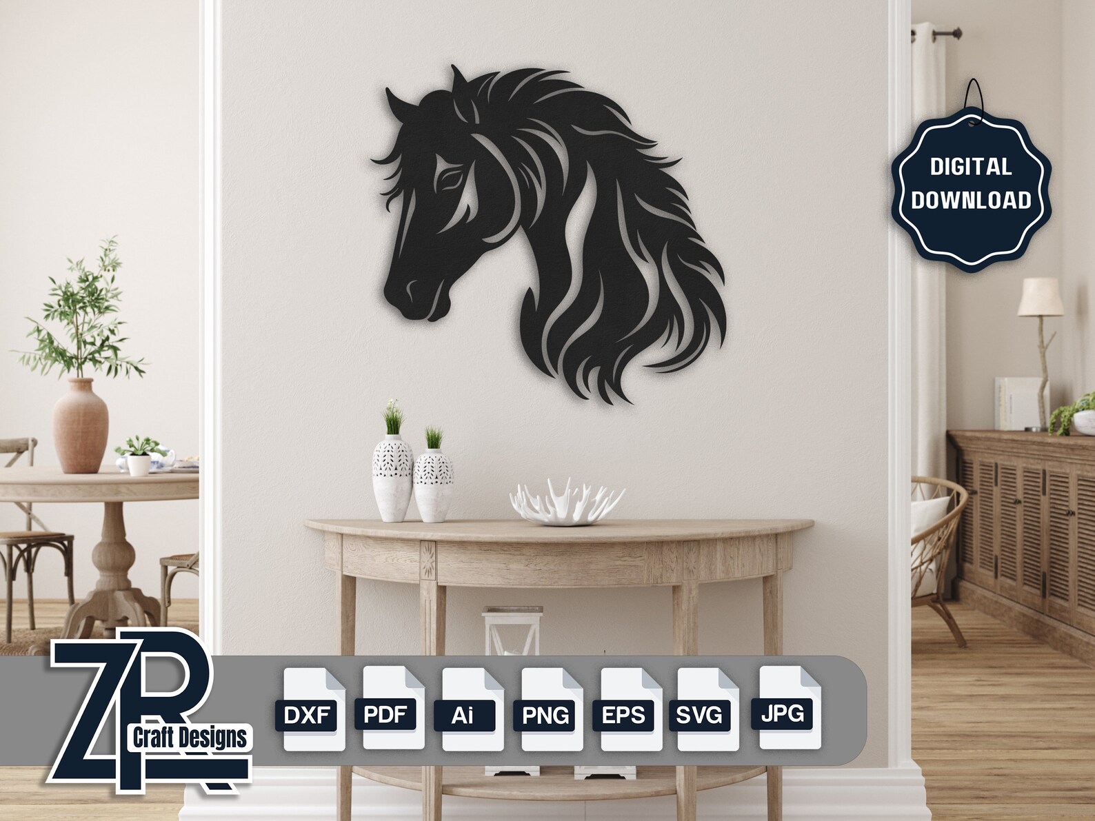 Horse Head SVG, Horse Head Stencil, DXF , CNC Cutting File, Dxf File ...
