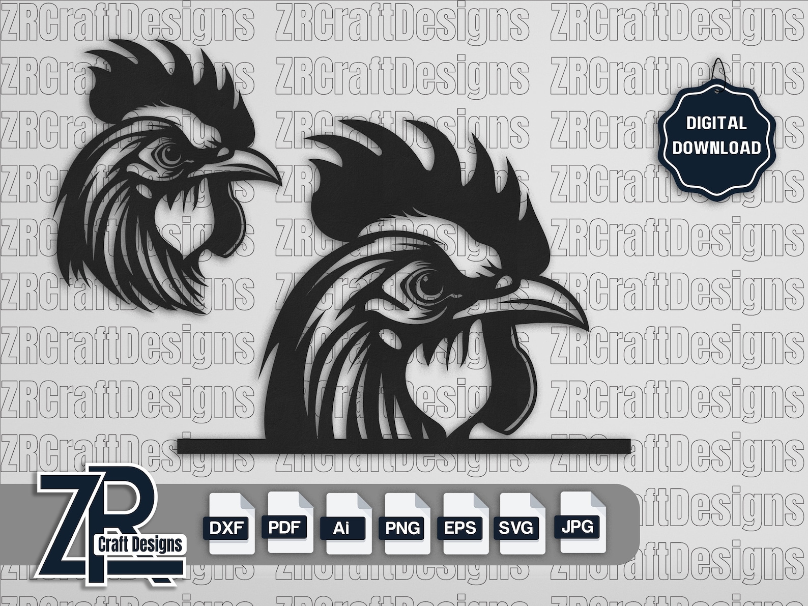 Rooster Head SVG Pack, Chicken SVG, Poultry Sign, Rooster Clipart ...