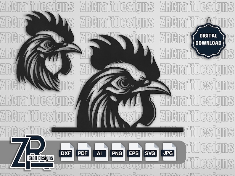 Rooster Head SVG Pack, Chicken SVG, Poultry Sign, Rooster Clipart ...
