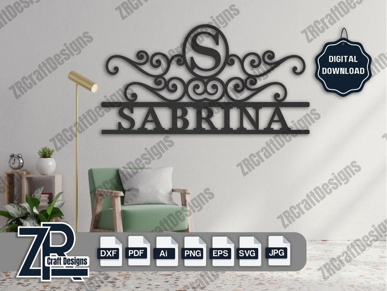 Monogram Set DXF/SVG, Metal Laser Cut Wall Decor, Plasma/waterjet ...