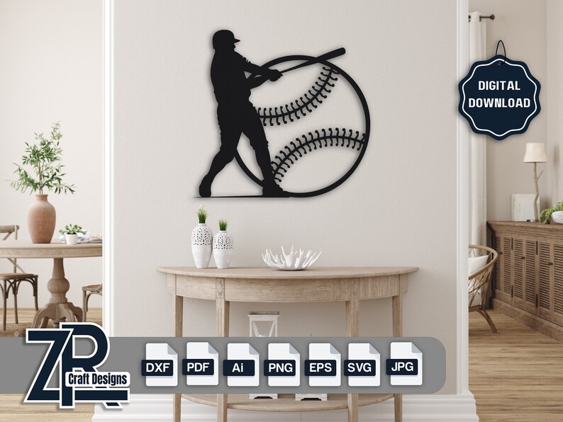 Baseball Metal Sign Template, Baseball SVG DXF File, Baseball Laser Cut ...