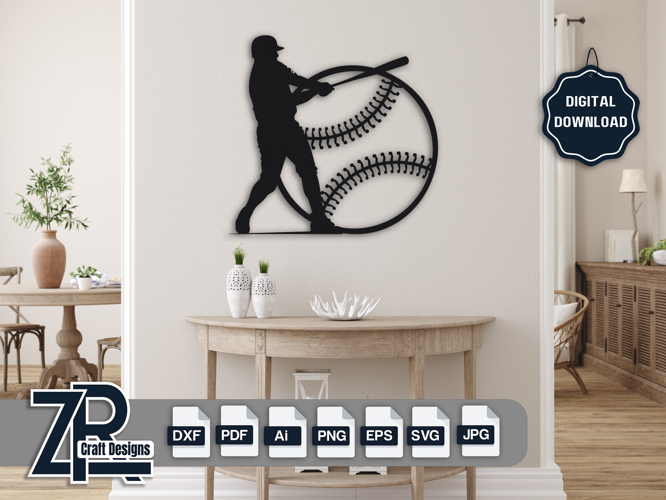 Baseball Metal Sign Template, Baseball SVG DXF File, Baseball Laser Cut ...