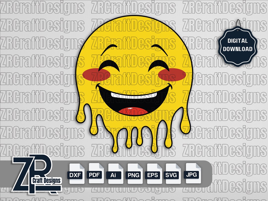 Cute Funny Melting Emoji SVG, Smiley Face Svg, Dropping Smiley Face ...