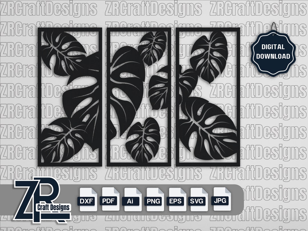 Monstera Wall Art Dxf, Monstera Wall Decor, Wall Decor Panels,wall Art ...