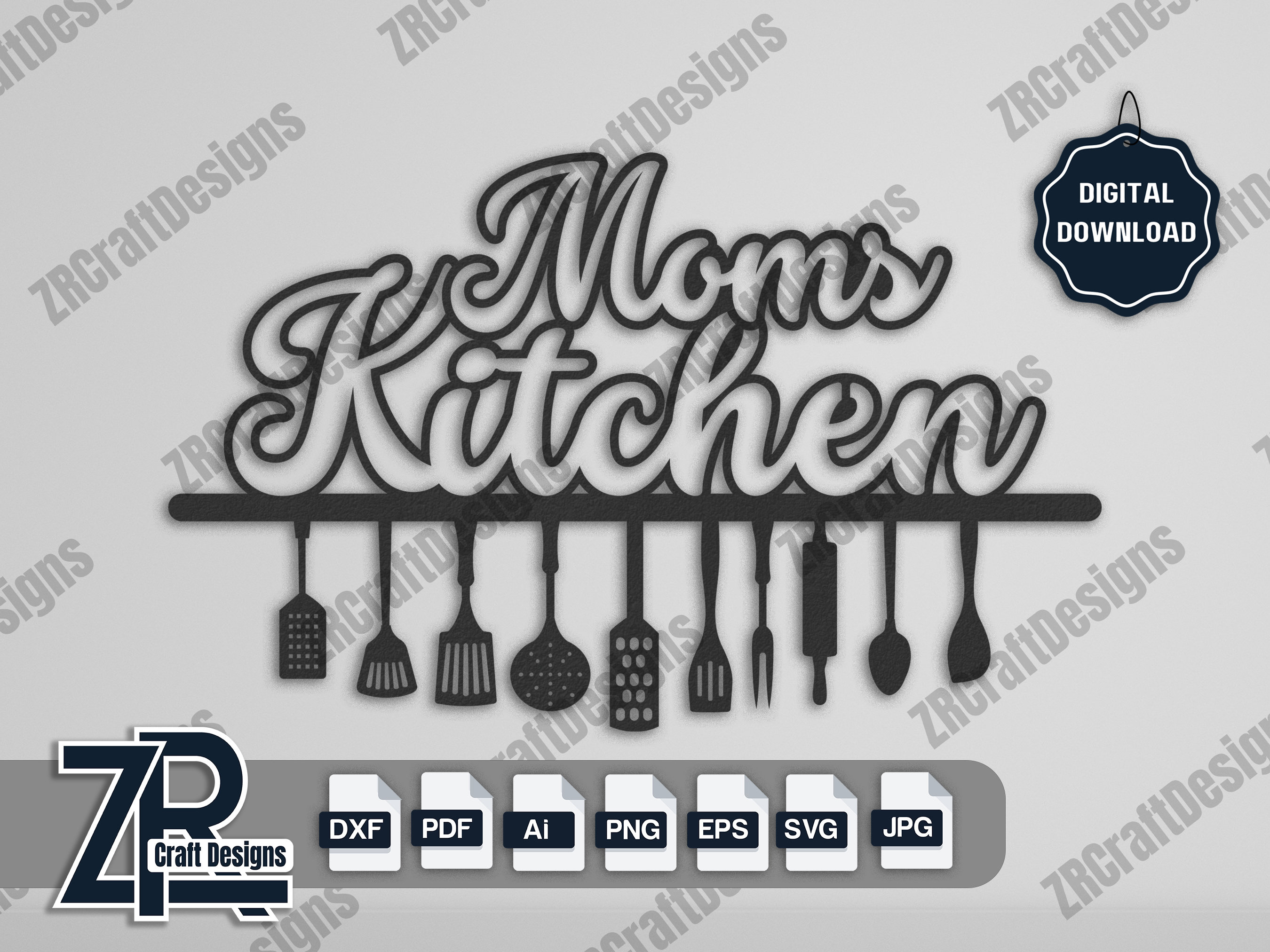 Moms Kitchen Metal Sign SVG File, Unique Kitchen Sign Laser Cutting ...