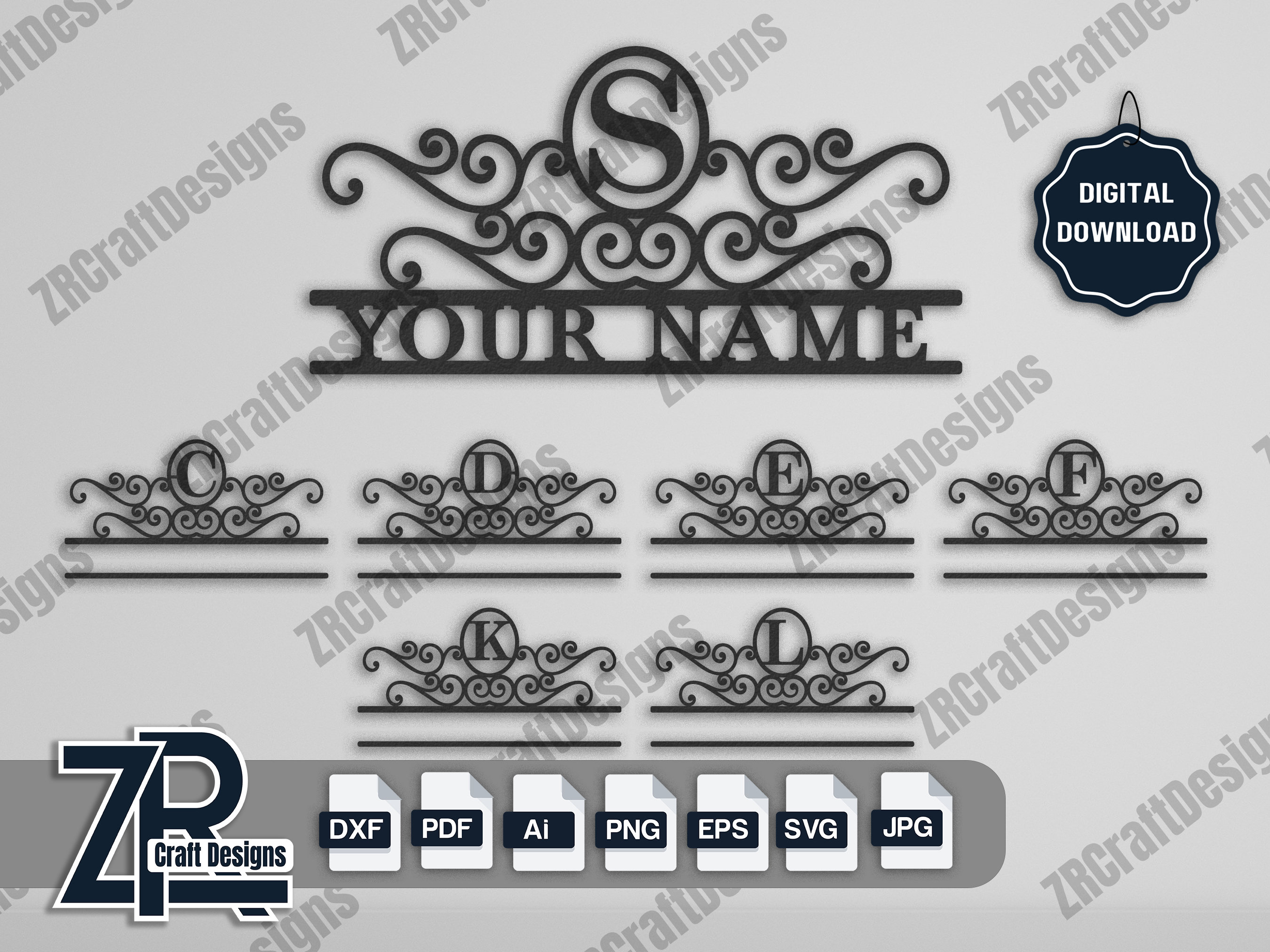 Monogram Set DXF/SVG, Metal Laser Cut Wall Decor, Plasma/waterjet ...