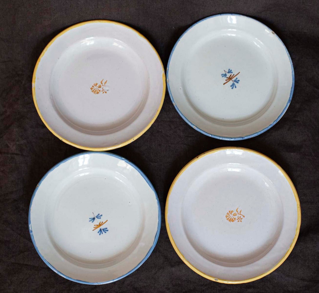 Set of Four French Antique Faiencerie De Varages Plates - Etsy
