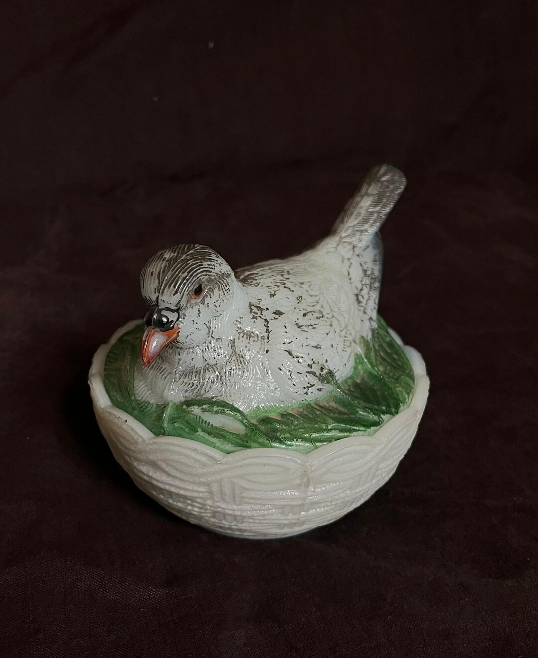 Vallerysthal Hand Painted Opaline Glass Bird Bonbon Dish - Etsy