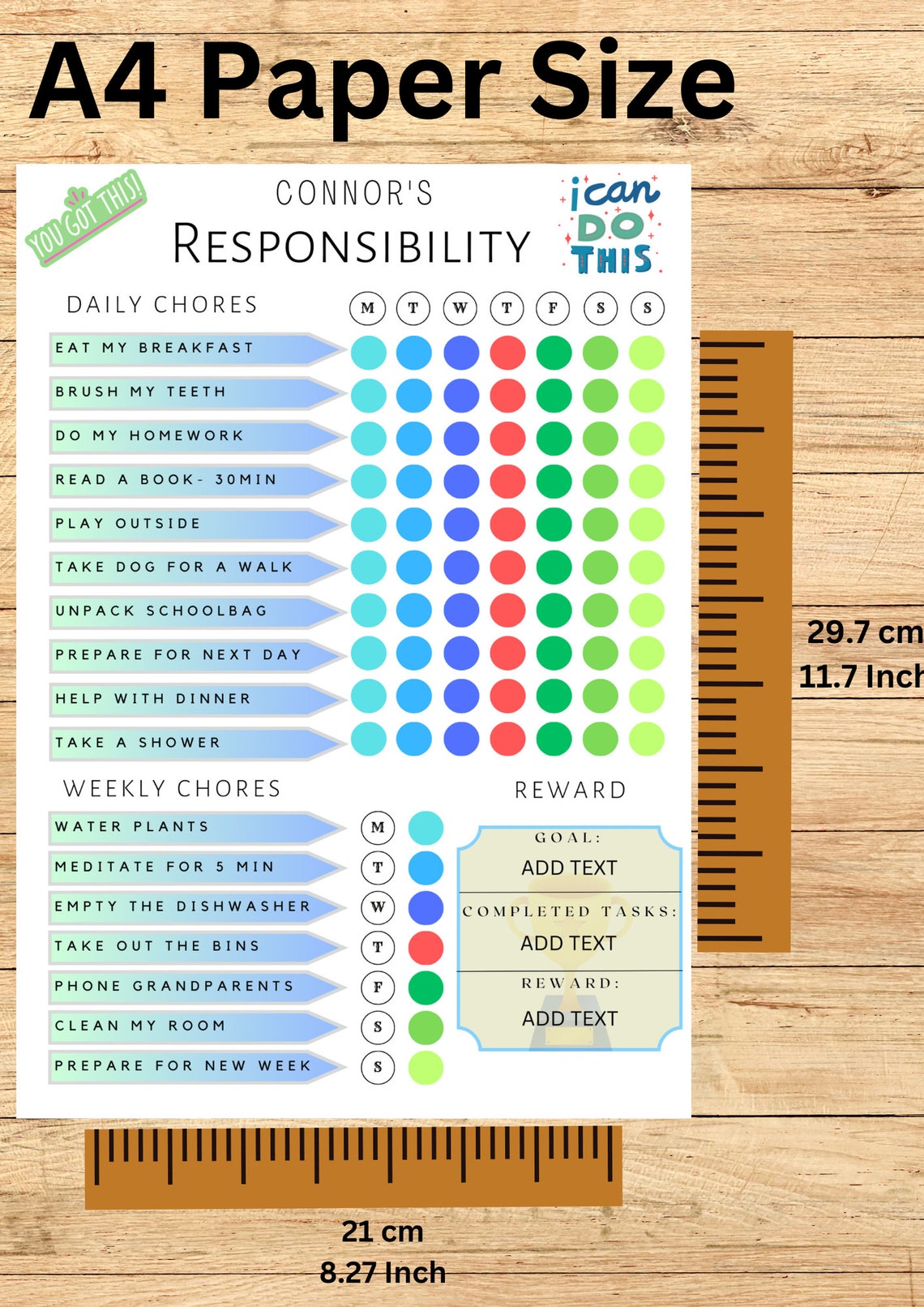 Kids Responsibility Tracker, Daily Checklist, Reward Chart for Kids ...