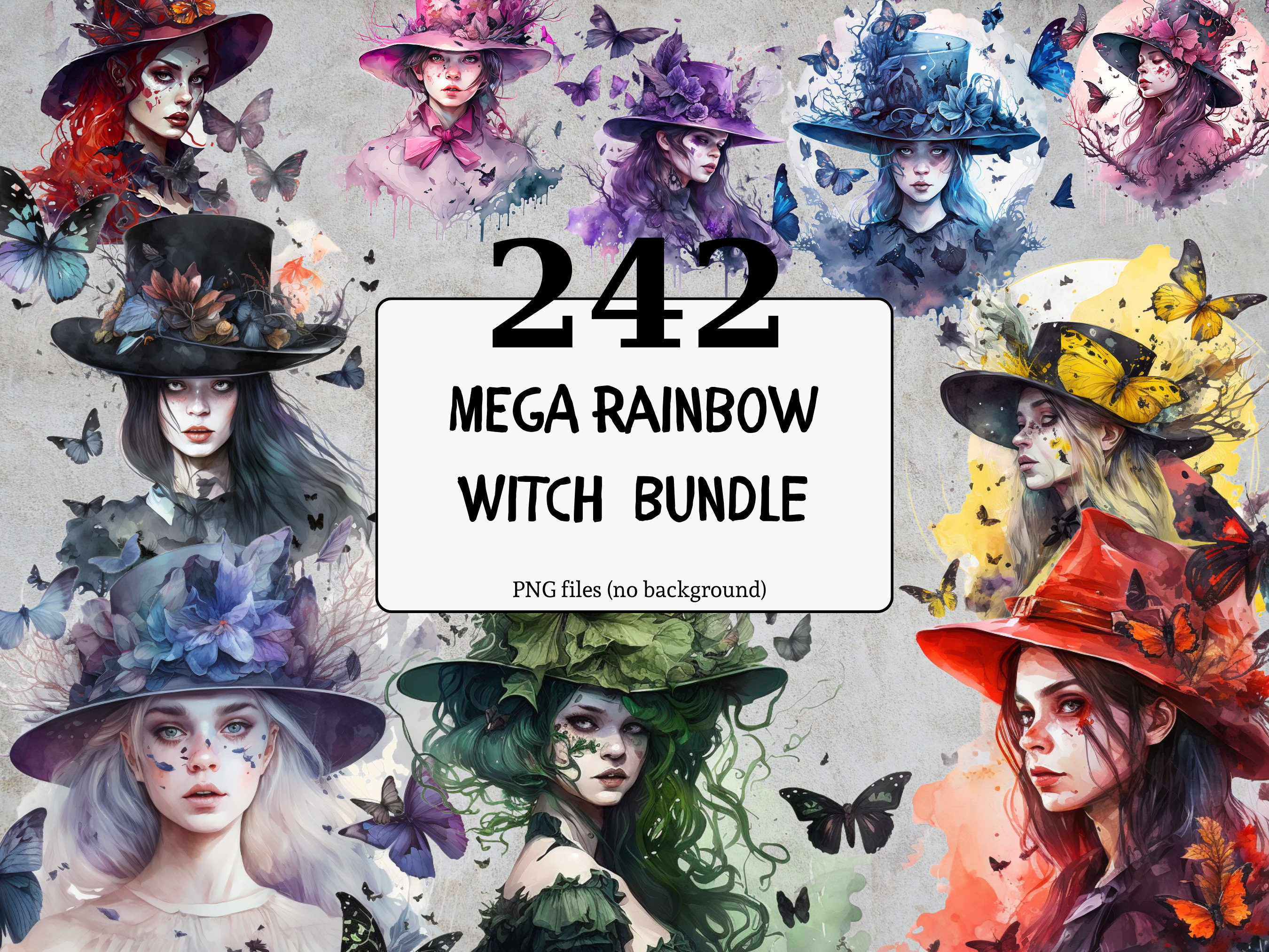 Witch Clipart Bundle Rainbow Fantasy Art Witchcraft Art - Etsy