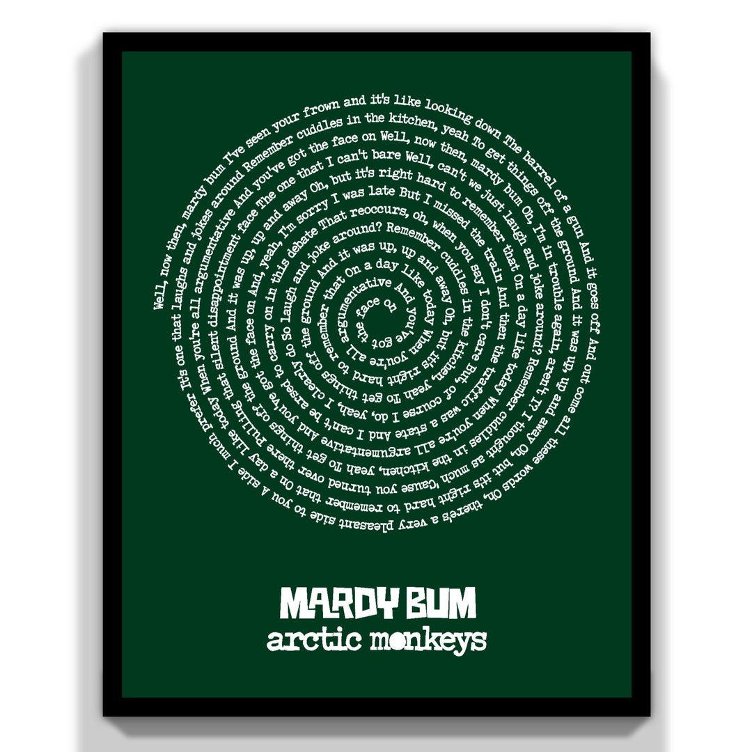Arctic Monkeys Mardy Bum Indie Music Song Lyrics Unframed Art Print ...