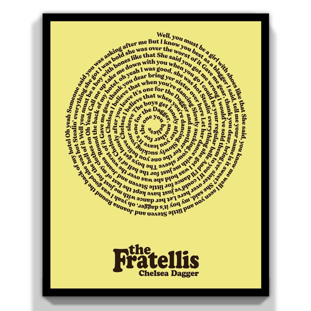 The Fratellis Chelsea Dagger Indie Music Song Lyrics Unframed Art Print ...