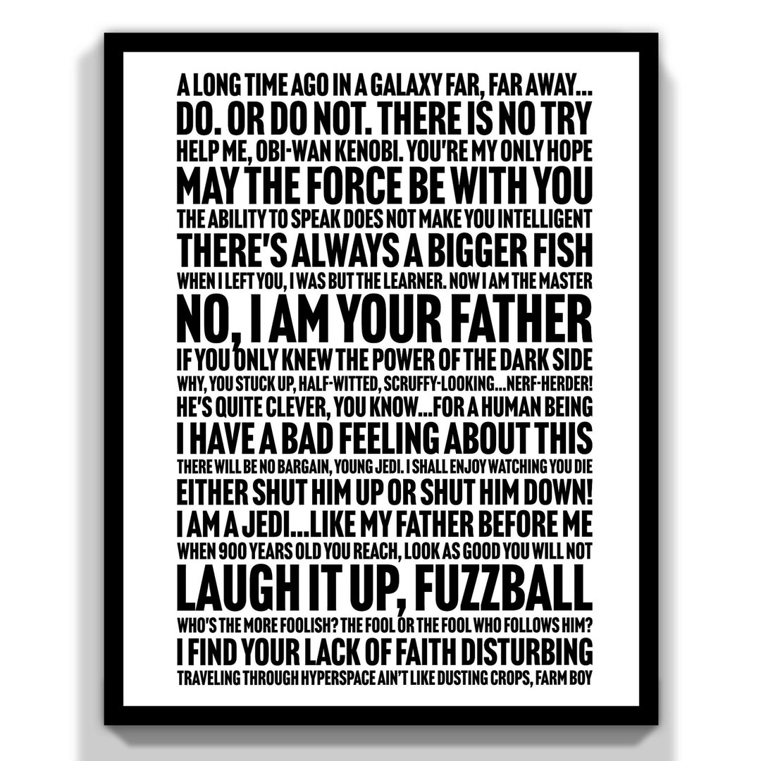 Star Wars TV Film Quotes Unframed Art Print Typography Poster Gift A4 ...