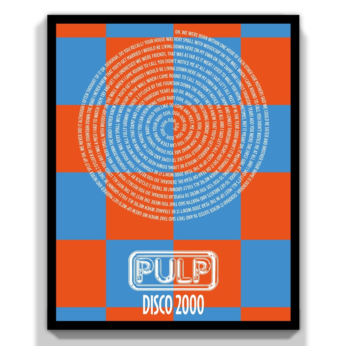 Pulp Diso 2000 Indie Music Song Lyrics Unframed Art Print Typography ...