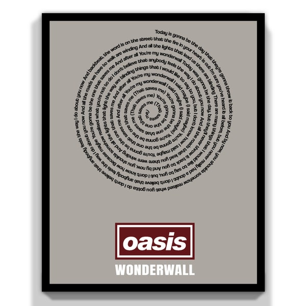 Oasis Song Lyrics Art Etsy