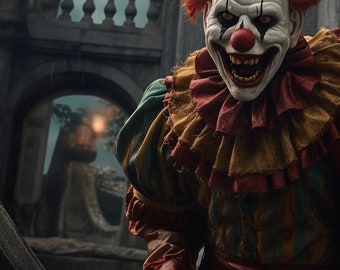 Flames of Enigma: Exploring the Photorealistic Fire-haired Clown - Etsy