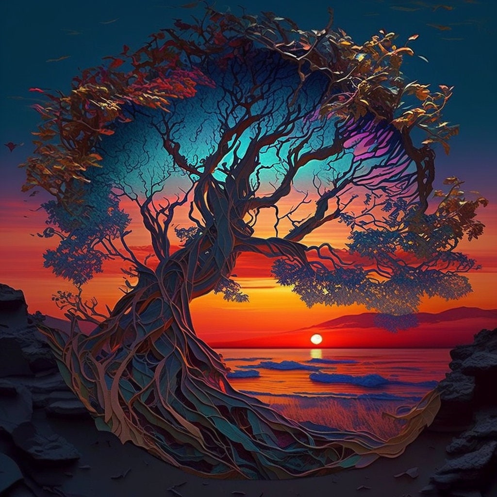 Ocean Sunset - a Digital Illustration Depicting a Peaceful Ocean With ...