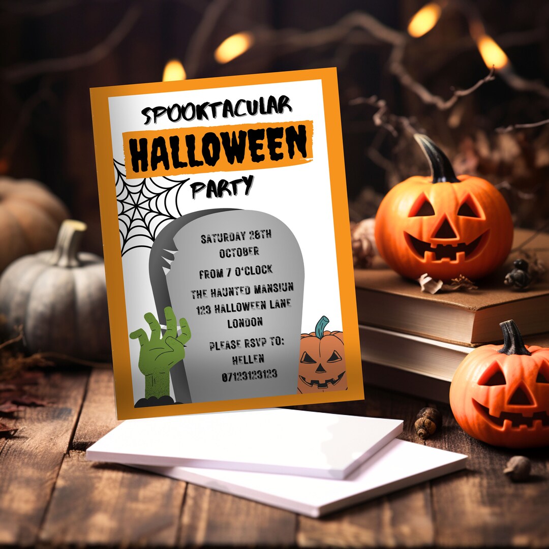 Editable Halloween Party Invitation, Kids Halloween Party, Halloween ...