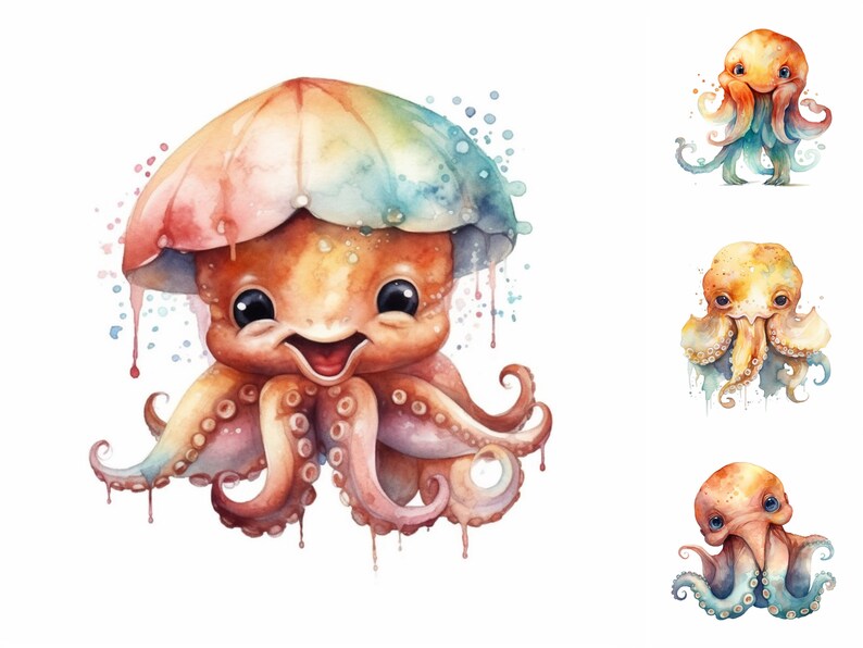 Dumbo Octopus Digital Clipart Pack - 12 High Quality Jpgs - Digital ...
