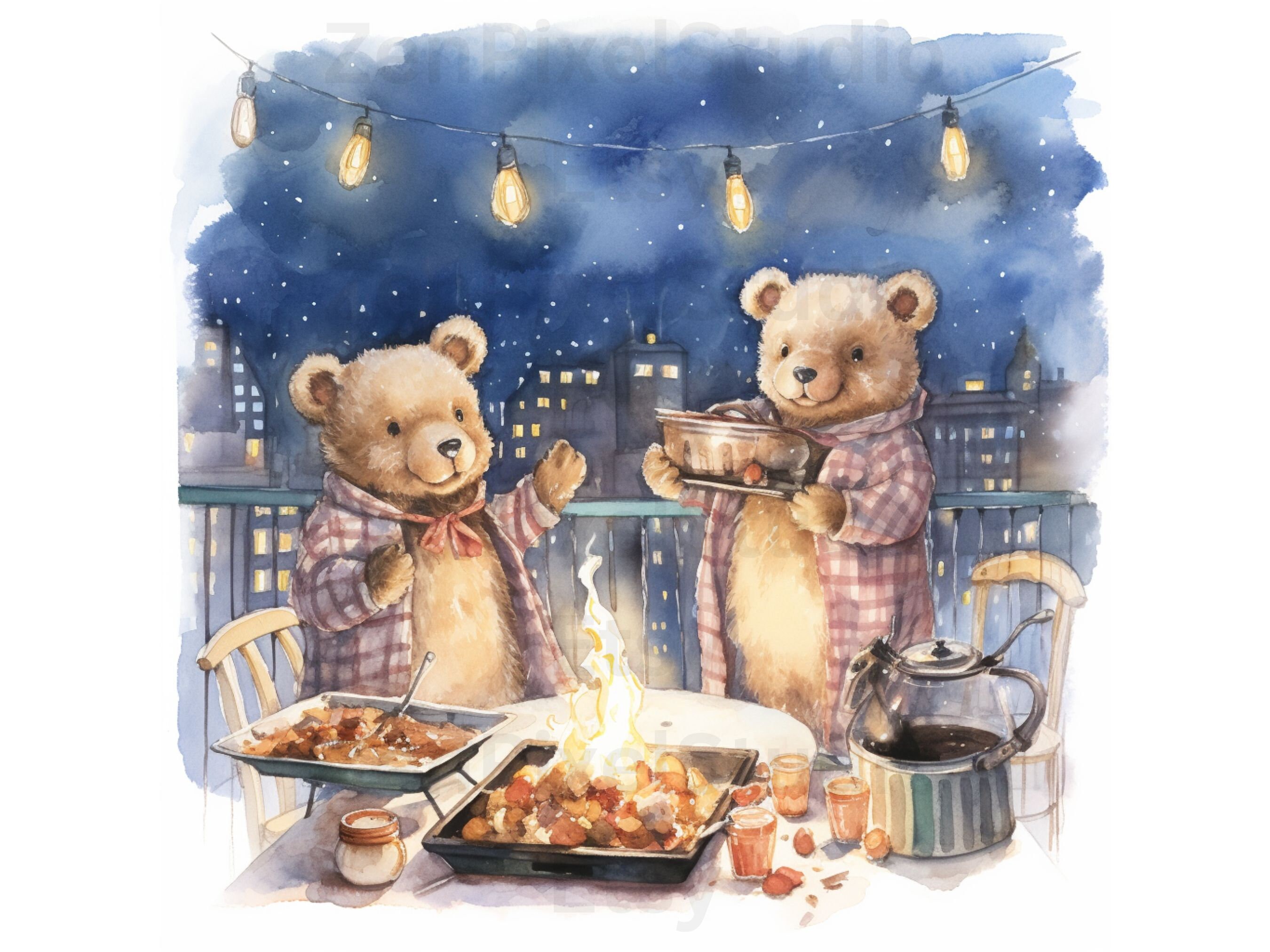 Teddy Bear Bbq/campfire Digital Clipart Pack 14 High Quality Jpgs ...