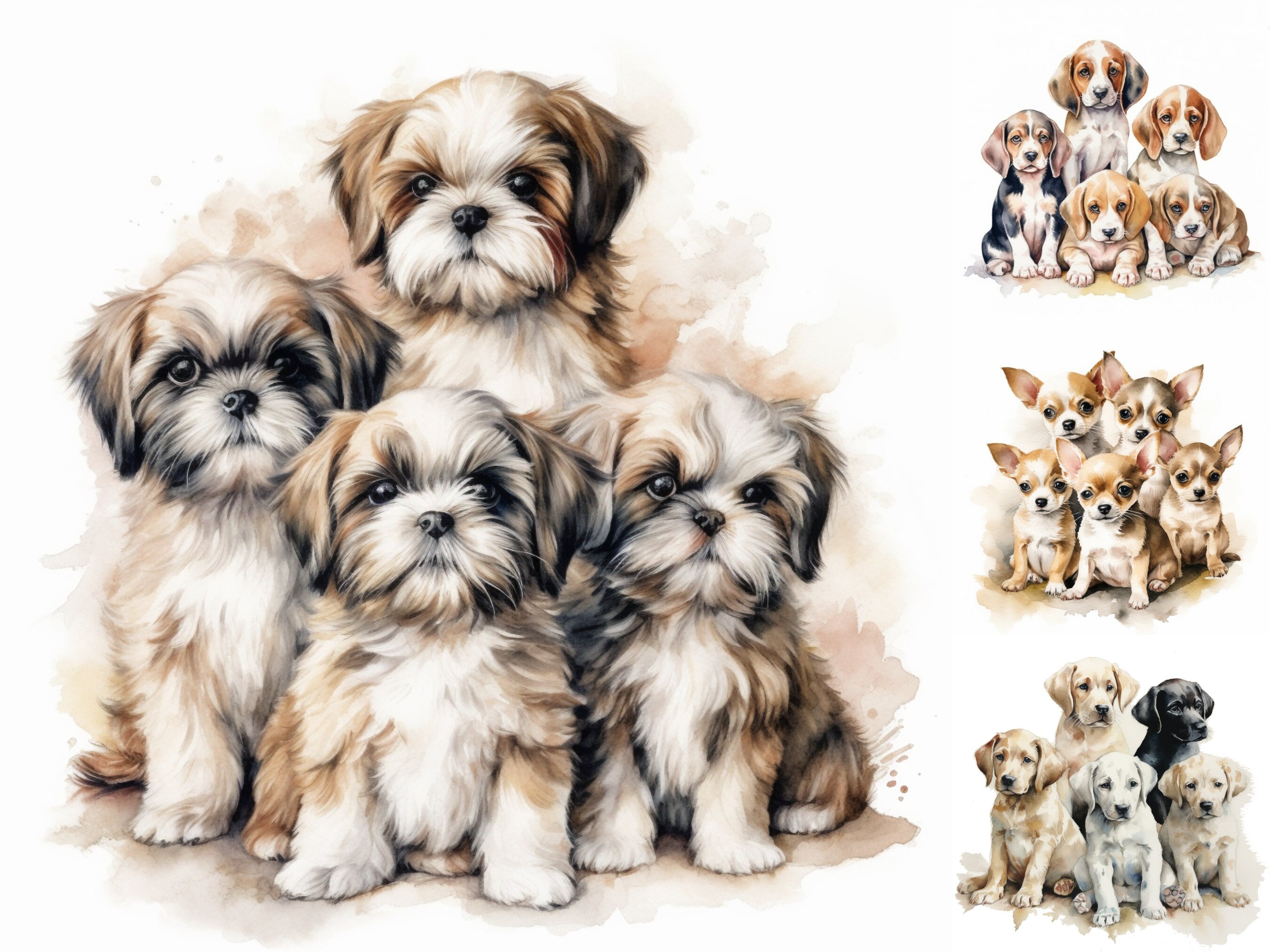 Cute Puppy Litter Digital Clipart Pack 12 High Quality Jpgs - Etsy ...