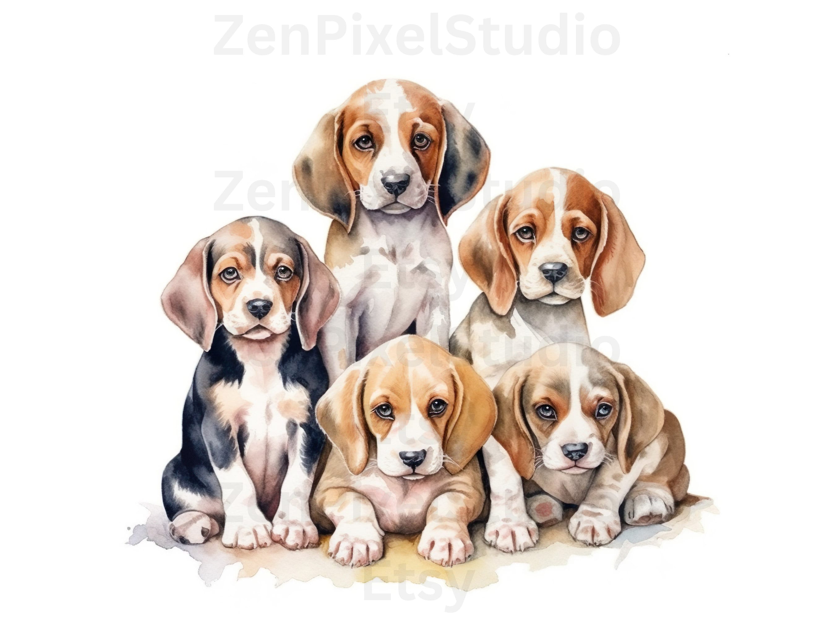 Cute Puppy Litter Digital Clipart Pack - 12 High Quality Jpgs - Digital ...