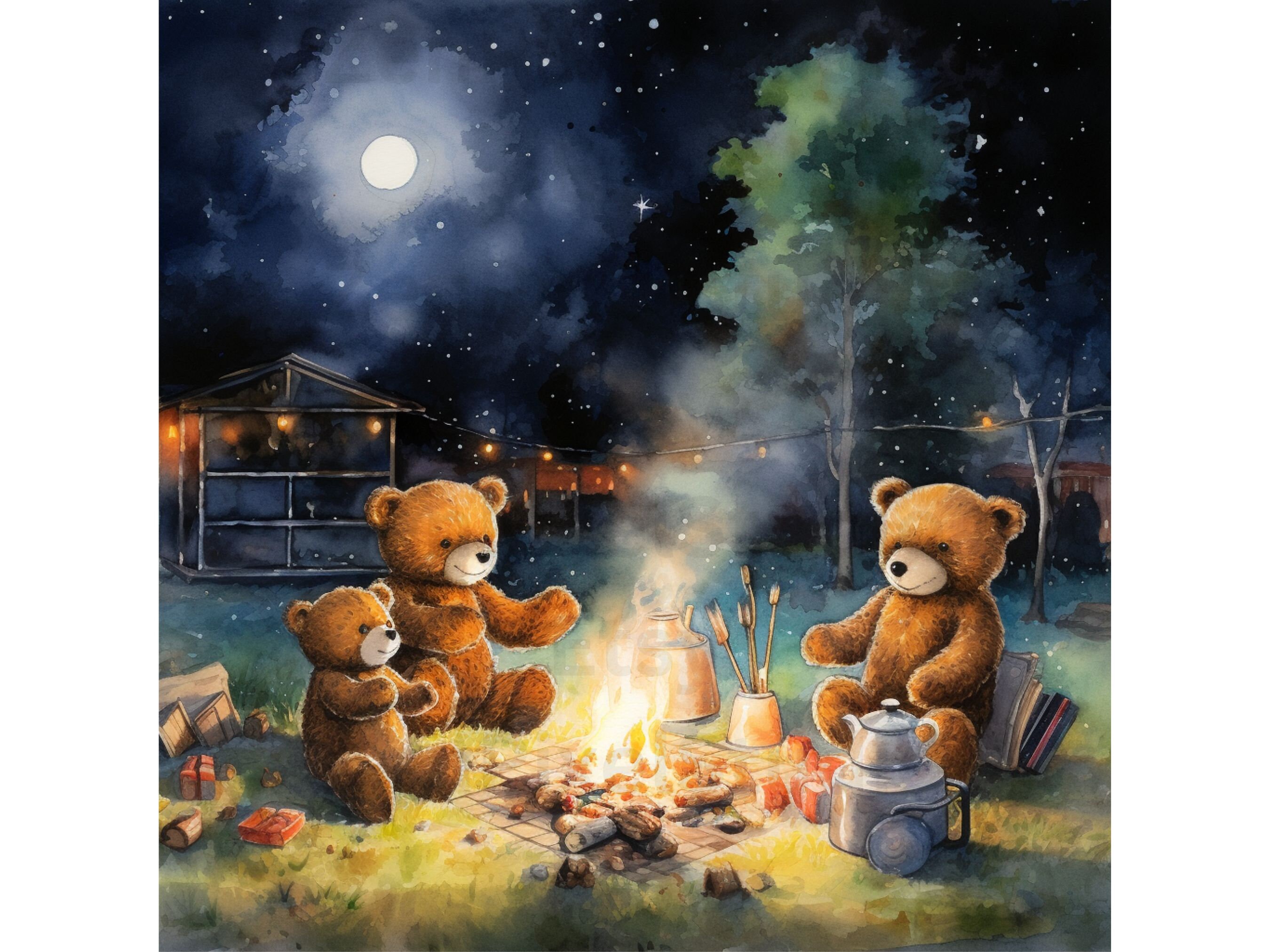 Teddy Bear Bbq/campfire Digital Clipart Pack - 14 High Quality Jpgs ...