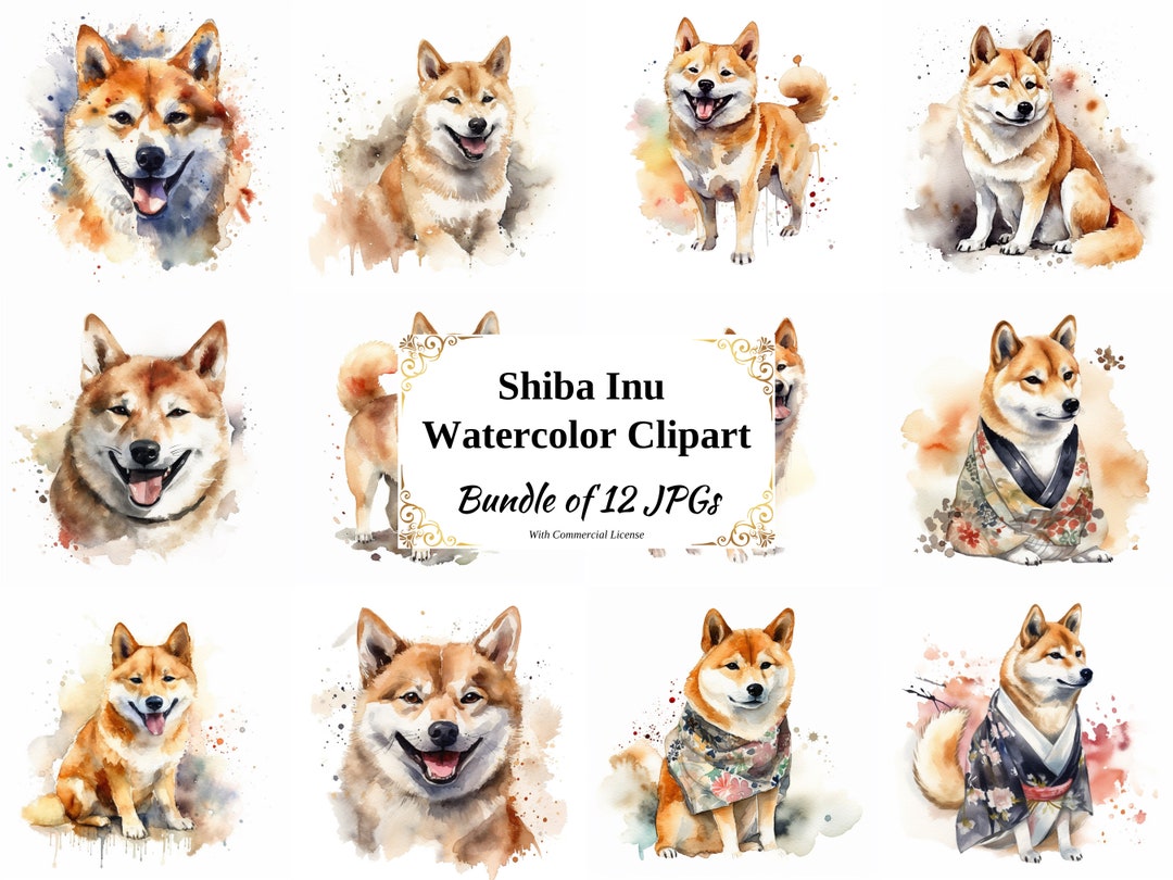 Shiba Inu Digital Clipart Pack - 12 High Quality Jpgs - Digital ...