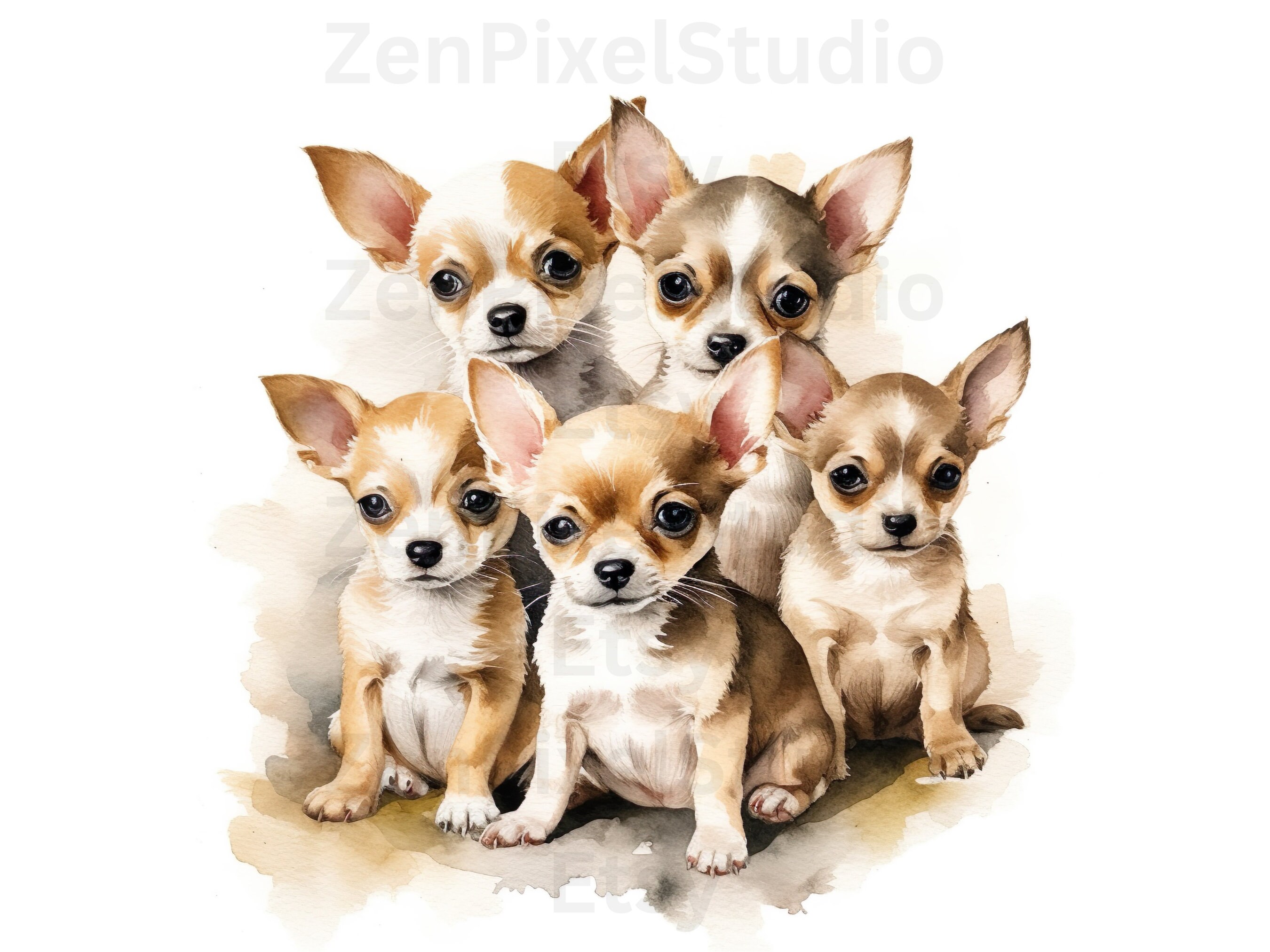 Cute Puppy Litter Digital Clipart Pack 12 High Quality Jpgs Digital ...